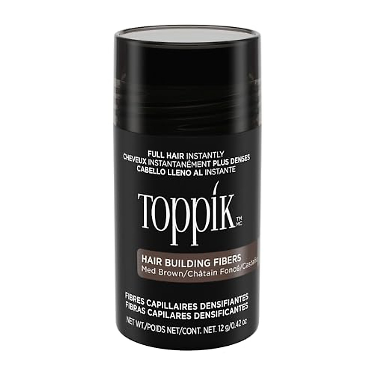 Toppik Hair Building Fibers, Medium Brown, 12g Fill In Fine or Thinning Hair Instantly Thicker, Fuller Looking Hair 9 Shades for Men & Women