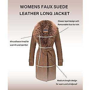 Bellivera Women Faux Suede Leather Jacket Comfy Overcoat FF20 D.Brown L