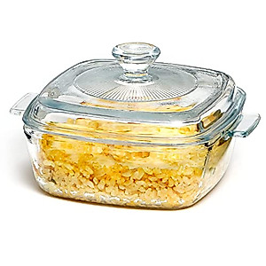 NUTRIUPS Mini Glass Casserole Dish with Lid Oven Safe Square Casserole Dish 5.9in Glass Microwave Bowl With Glass Lid Casserole Cookware (28oz-Mini)