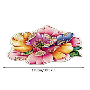 Scceatti Soft Shag Rugs for Bedroom 3x3Feet Non SlipBedroom Rug Rugs Large Bohemian Floor Rug Heat Transfer 3D Circle Floor Mat Sofa Bedroom Living Room Carpet for Living Room Bedroom Essentials