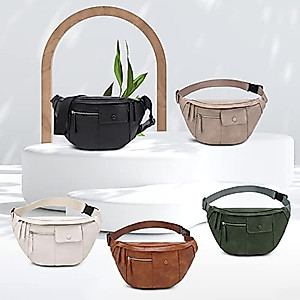 Eslcorri Everywhere Belt Bag for Women Men - Fashionable Crossbody Bags Vegan Leather Fanny Pack Unisex Chest Bum Waist Packs Casual Shoulder Sling Purse for Travel Camping Hiking Running