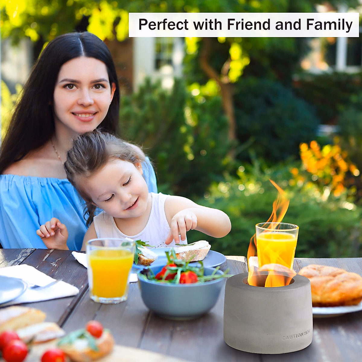 Mavalzy Tabletop Fire Pit, Premium Portable Tabletop Rubbing Alcohol Fireplace Table Top Fire Pit Bowl Long Burning Smokeless Indoor Outdoor Mini Fireplace