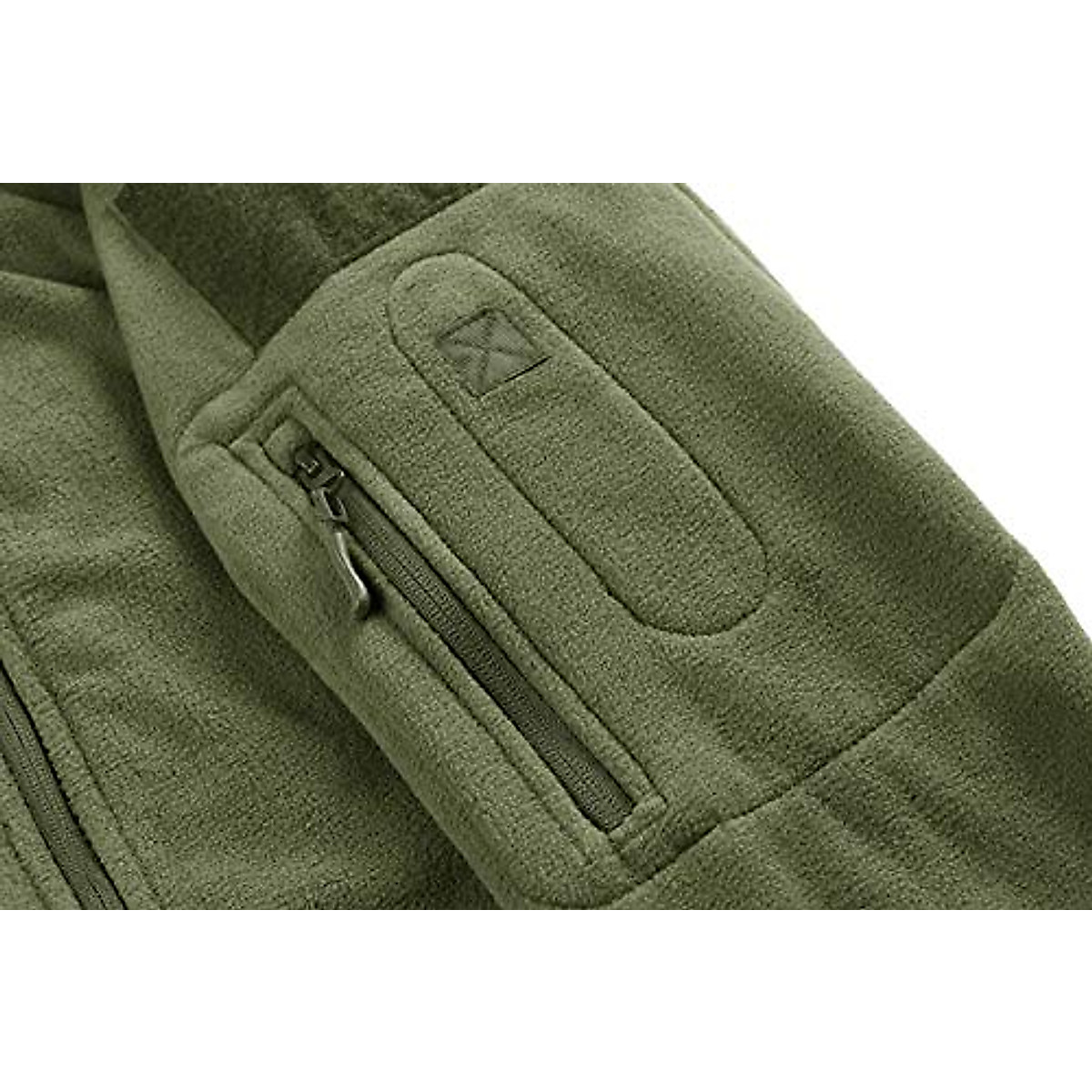 CRYSULLY Men's Tactical Front Zip Fleece Lining Hunting Mountaineering Jacket Windbreaker Coat Army Green