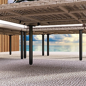 Outsunny 5 Piece Patio Furniture Set, Outdoor Conversation Set with L-Shaped Sofa, Cushions, for Backyard, Lawn and Pool, Cream White