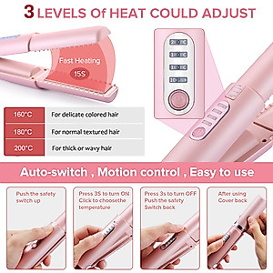 JMFONE Hair Straightener (2023 New),Cordless Flat Iron,Portable Straightener for Hair,USB-C Rechargeable Ceramic Mini Flat Iron with 4800mA Battery, Adjustable Temperature, Travel Size (Dark Pink)