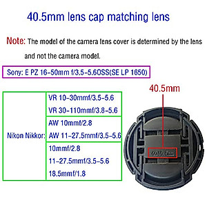 40.5mm Lens Cap Cover with Sony Alpha A6400 A6100 A6000 E PZ 16-50mm f/3.5-5.6 OSS,FE 28-60mm f/4-5.6 Lens,40.5mm Filter Thread[2 Pack]