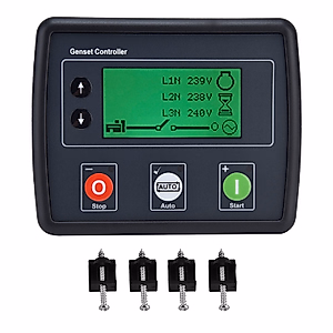 Luqeeg DSE4510 Generator Controller, LCD Display Generator Genset Controller, Auto Start Stop Mains Failure Control Module 3 Phase Generator Set Controller with Three Remotes