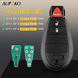 Aupoko GQ4-53T Keyless Entry Remote Key Fob, 3 Buttons Smart Key 56046953,56046953AE, 56046953AC,56046953AG, Compatible with Dodge Ram 1500 2500 3500