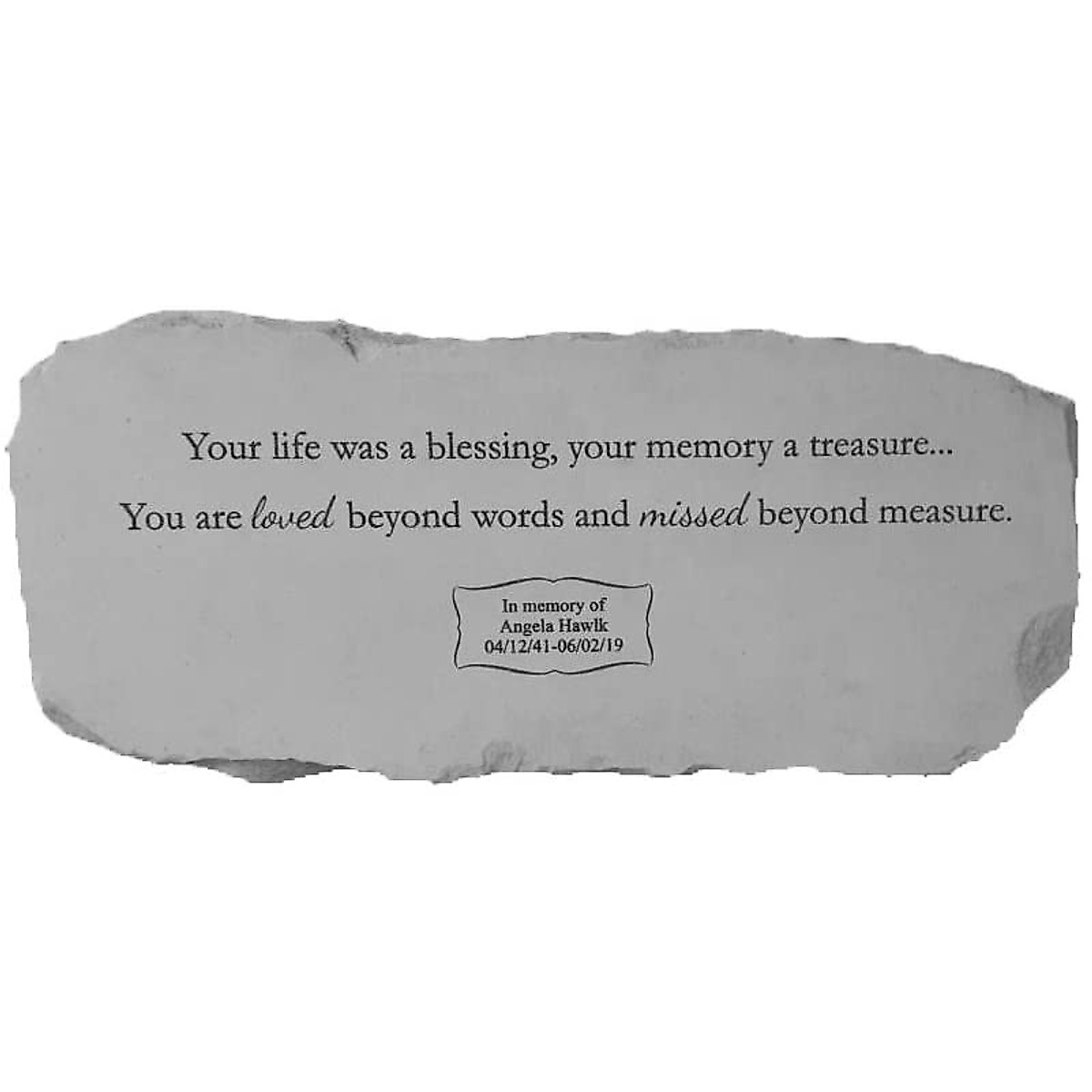 The Comfort Company Garden Memorial Bench, Personalized, Concrete, Engraved, Cast Stone, Outdoor, Weatherproof, Year-Round, Cement, Sympathy, Grieving, Loss, Loved One, USA Made