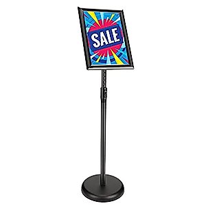 Adjustable Sign Holder Heavy Duty 11x17 Inch Floor Sign Stand, Floor Sign Stand, Both Vertical and Horizontal View Displayed, 1 Pack, Black.