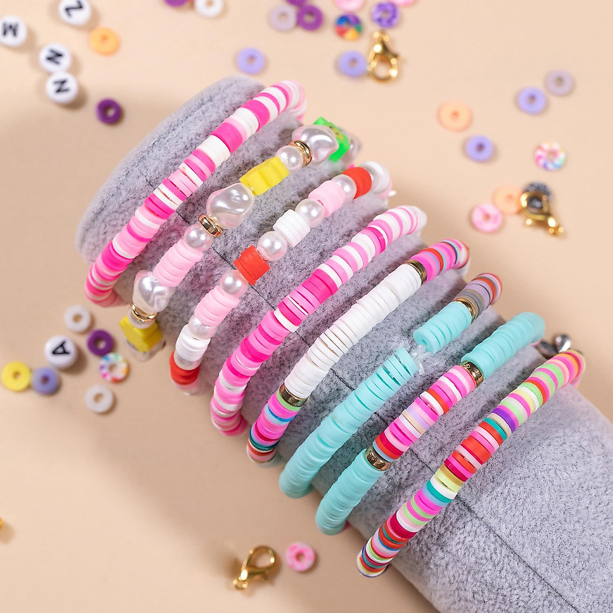 Ybxjges Clay Beads Bracelet Making Kit, 3800Pcs Polymer Flat Beads for Jewelry Making Heishi Beads for Friendship Bracelet Kit with Charm Kit for DIY Crafts Gifts for Girls Age 6-12