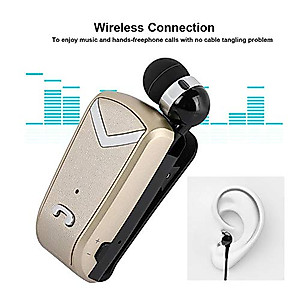 EBTOOLS Fineblue Bluetooth Headset, Portable Wireless Retractable in Ear Business Lavalier Earphone(Gold)