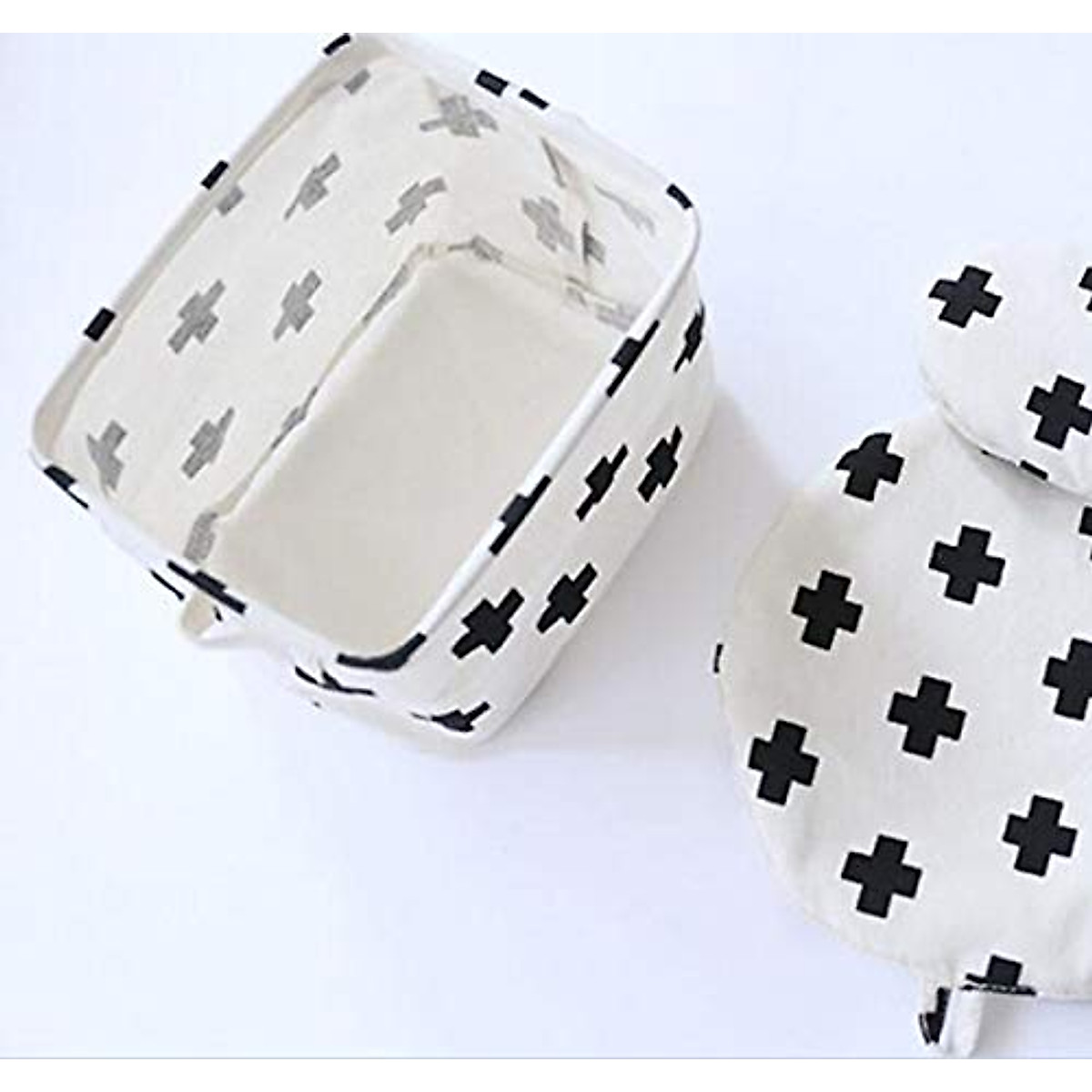 KRLIFCSL Storage Bins Foldable Geometric Storage Basket for Nursery, Kids Toys, Makeup, Small Items, Desktop Organization, Set of 4 (Black&White)