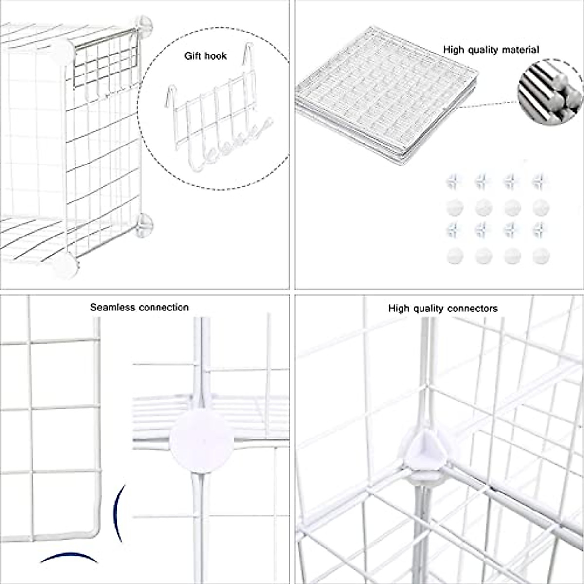 C&AHOME Wire Cube Storage, 8-Cube Organizer Metal C Grids Storage, Storage Bins Shelving, Modular Shelves, DIY Closet Cabinet Ideal for Living Room, Home, Office 24.8" L x 12.4" W x 48.4" H White