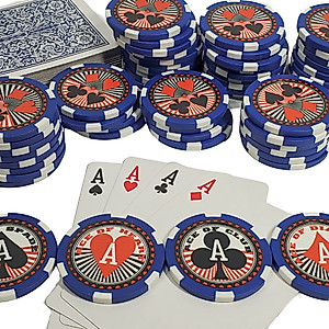 Poker Chip Cardians with Playing Cards Printed on Them - Perfect for Poker Runs - Includes Standard 52 Cards with 2 wilds & 1 Double Back