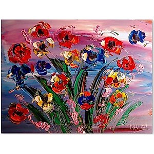 Large 24" Modern Abstract - Wall Decor Art - Original Oil Canvas Painting - Stretched Signed By Mark Kazav - Must Have!