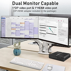 msecore Mini PC, Fanless Desktop Computer with i7 8th Processor, 8G DDR4 RAM | 256G NVME SSD, 4K@60HZ, HDMI, DP, Dual Display, WiFi 6, Bluetooth5.1, WOL, Support Auto Power On, Windows 11 Pro