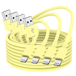 FGUIME 4Pack Long iPhone Charger Cord 10 ft, [Mfi Certified] Charging Cable, Lightning Cable to USB Compatible with iPhone 14 13 12 11 Pro Max XR XS X 8 7 6 Plus SE 5S iPad and More - Yellow