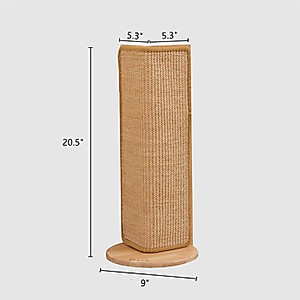 SHENGOCASE 20.5" Tall No Drilling Wall Sofa Couch Corner Cat Sisal Scratcher,Scratching Post,Replaceable Sisal Scratch Pad Mat, Couch Protector