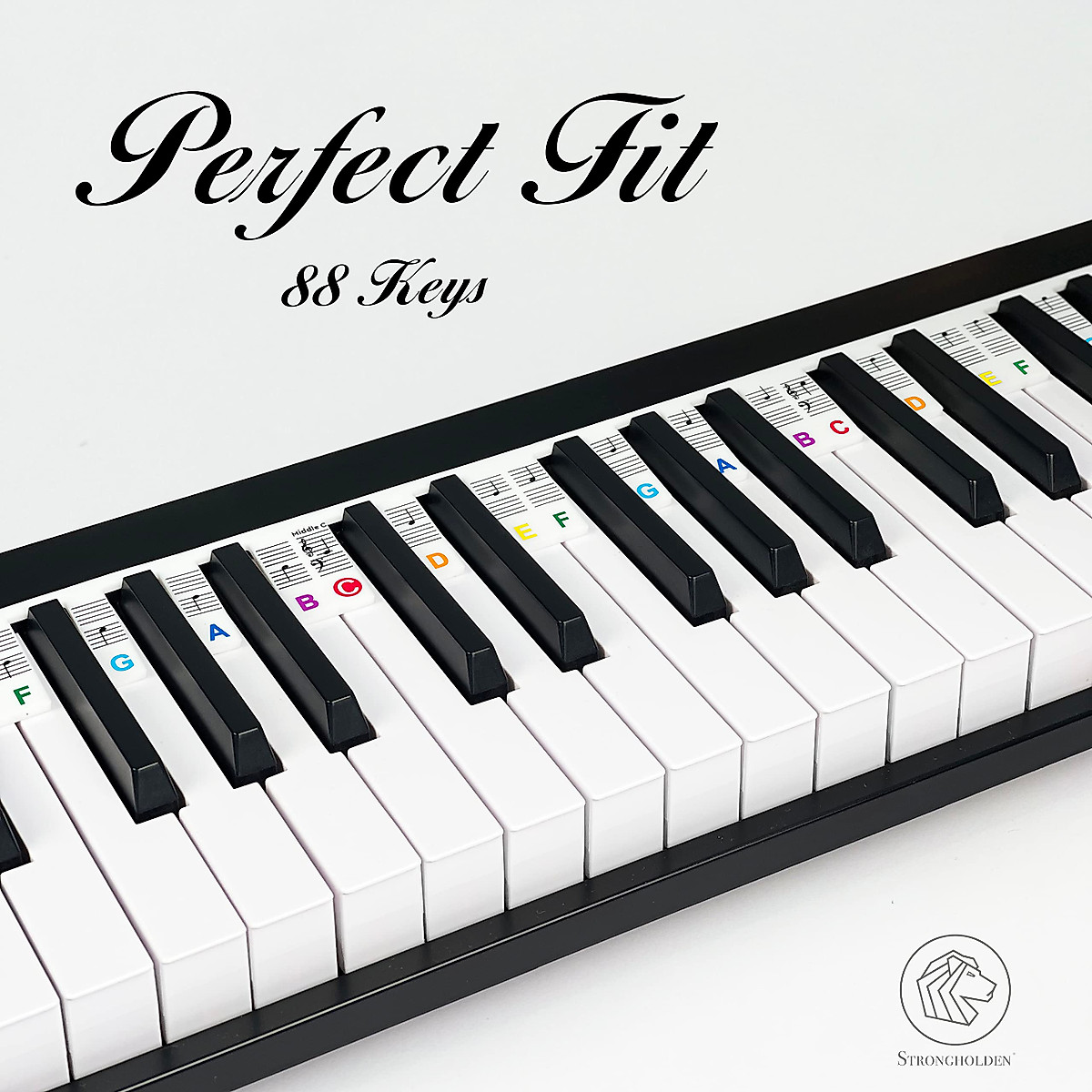 Removable Piano Keyboard Note Labels for Learning, Piano Notes Guide & Piano Keys Guide - 88-Key Full Size, Say Goodbye to Piano Key Stickers & Piano Keyboard Stickers (Colorful)