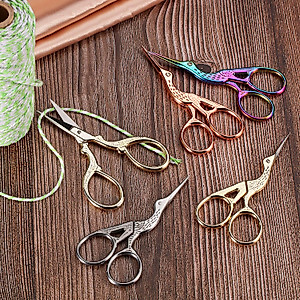 5 Pieces Stainless Steel Tip Classic Stork Scissors Crane Design 3.6 Inch Sewing Dressmaker Scissors for Embroidery, Craft, Needle Work, Art Work or Everyday Use (Style A)