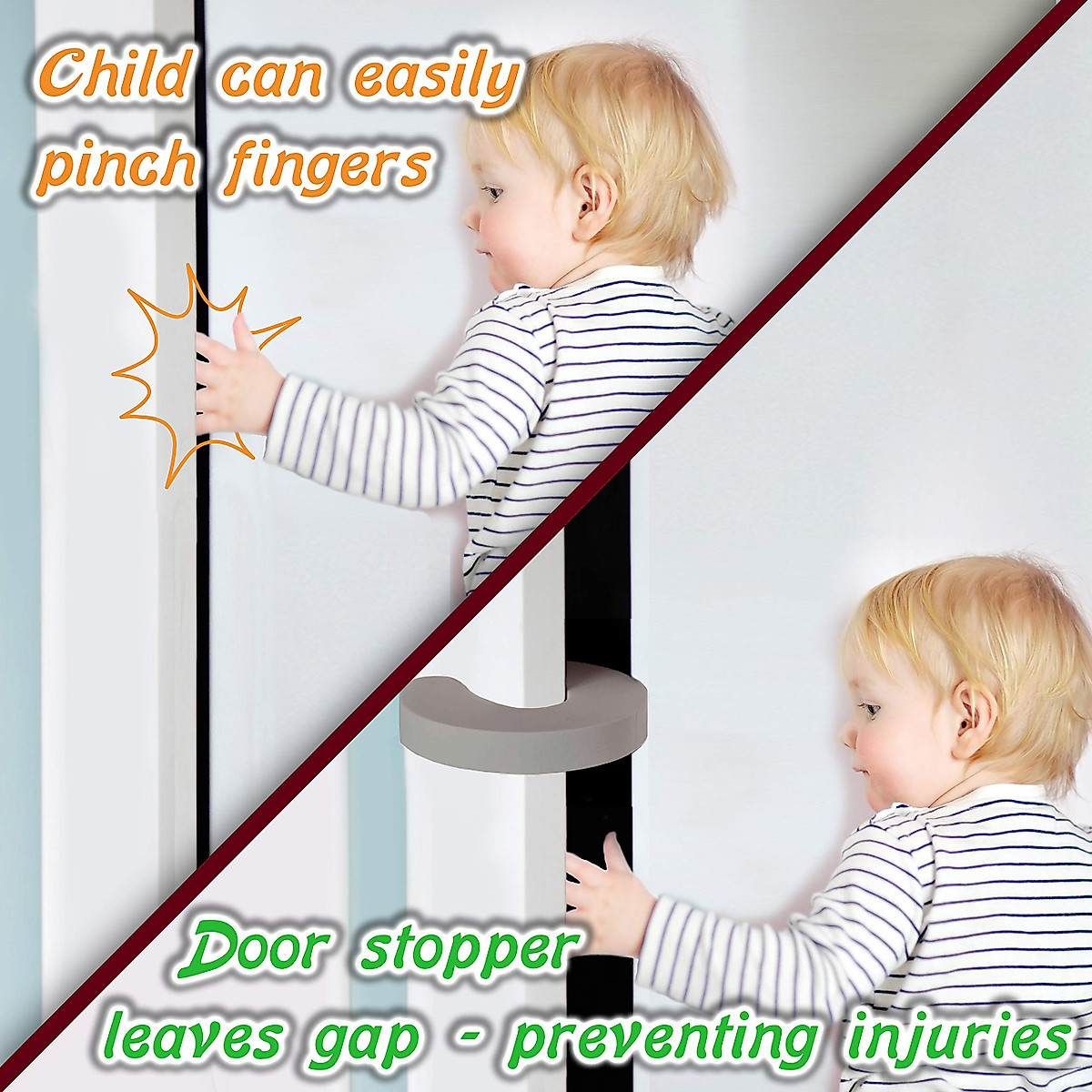 8 Pack - Door Stopper Finger Pinch Guards - Prevent Baby/Toddler Injuries with A Child Proof Door Stopper - Extra Soft Foam - Large Universal Sleek Design - Driddle