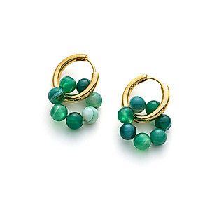 C.Paravano Huggies Earrings for Women | Hoop Earrings for Women | Green Earrings for Women | Statement Earrings Gold | Chunky Gold Hoop Earrings for Women