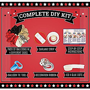 115pcs Red Black and White Balloon Arch Kit for Red and Black Birthday Party Decorations – Red and Black Balloons for White Black and Red Balloon Garland Kit – Graduation Black and Red Balloons