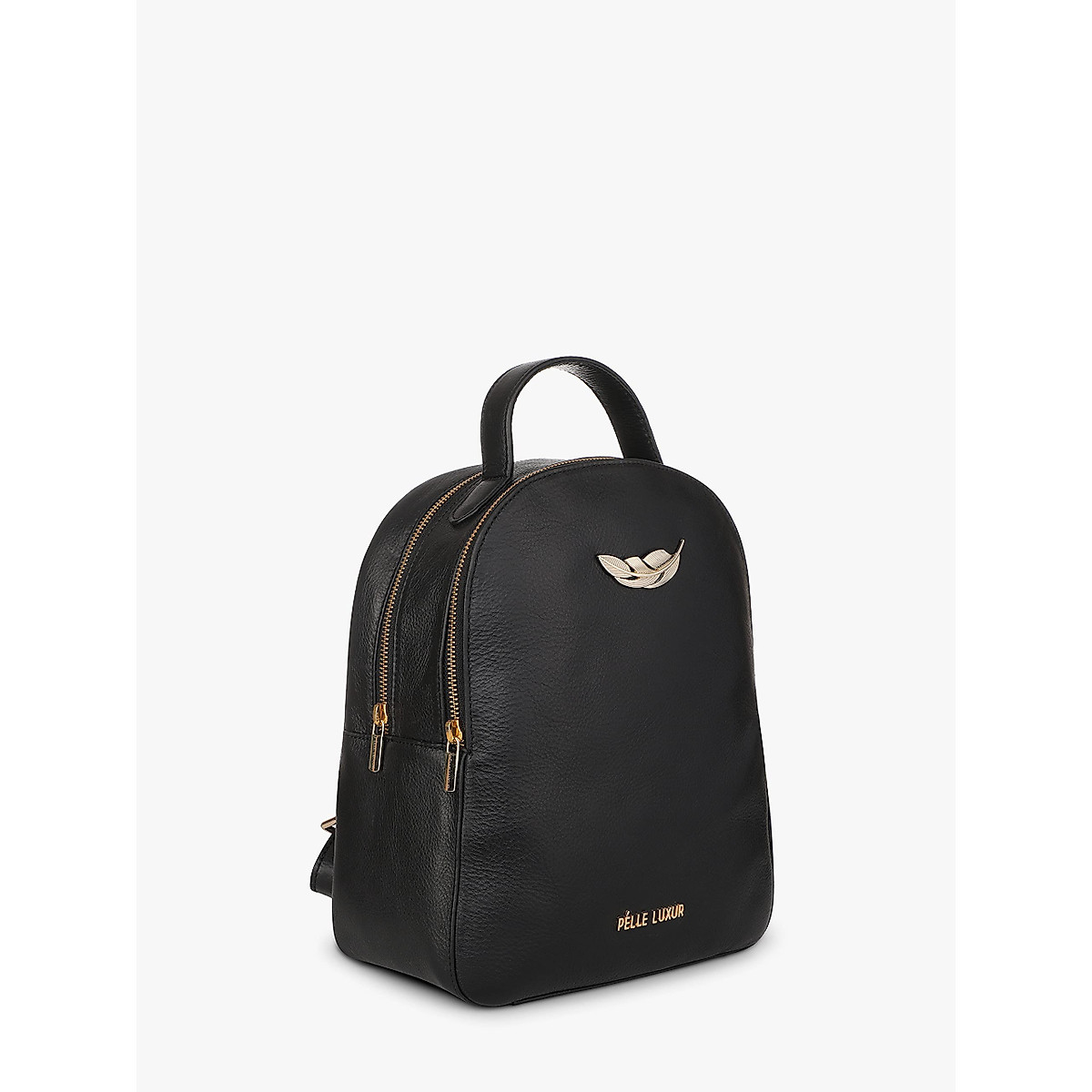 Pelle Luxur Women Genuine Leather Business Work Laptop Backpack- Purse For College Travel Large Capacity (Black)