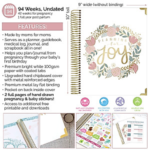 bloom daily planners New Pregnancy and Baby's First Year Calendar Planner & Keepsake Journal with Stickers - Hardcover Scrapbook Memory Book Organizer - Undated - 8” x 10" - Green & Pink