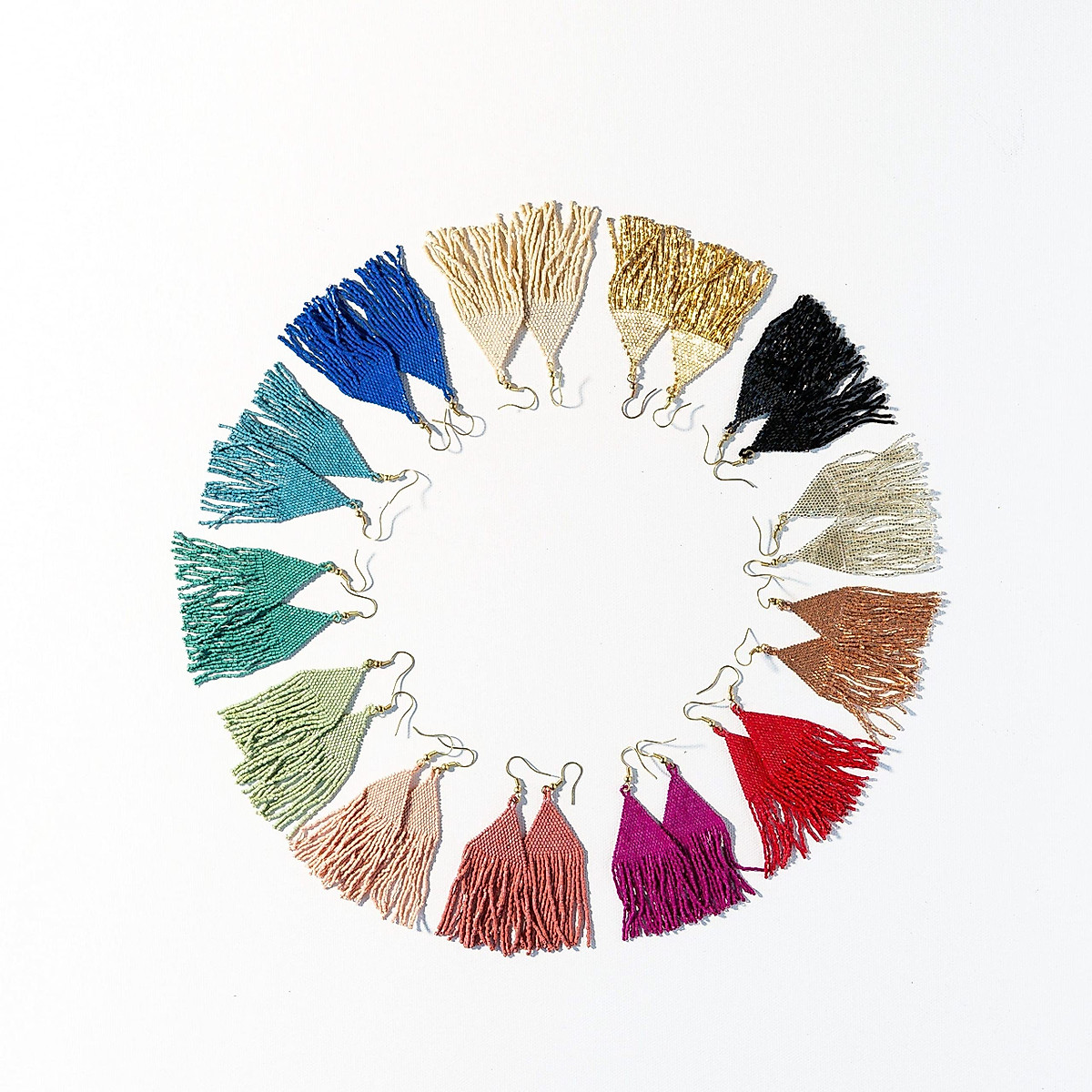 INK+ALLOY Beaded Boho Earrings for Women Dangling, Lexie Medium Fringe Colorful Seed Bead Tassel Earrings, Hypoallergenic Handmade Jewelry for the Modern Bohemian, 3.25-Inch Length (Silver)