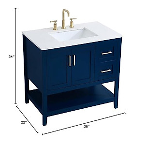 Elegant Kitchen and Bath 36 inch Single Bathroom Vanity Cabinet - Blue