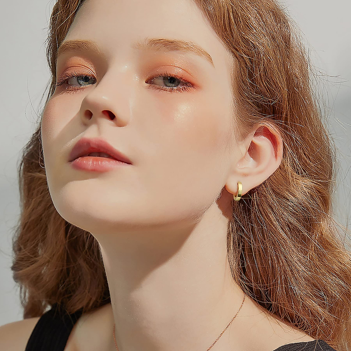 micuco Small Gold Hoop Earrings for Women 14K Gold Plated Huggie Hoop Earrings 8mm