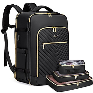 LOVEVOOK Travel Backpack,Carry On Backpack Flight Approved with Toiletry Bag,Expandable Large Laptop Backpack Women Waterproof Backpack Fit 18Inch with USB Charging Port Shoes Compartment
