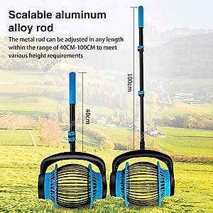 GEEZO Nut Gatherer, Acorn Picker Upper - Side Opening Dump | Pecan Picker Upper - Apply to Acorns, Hickory Nuts, Spiked Balls, Nerf Darts, Golf, Objects 3/4'' to 1-1/2''; 55 inch, 1 Gallon (Blue)