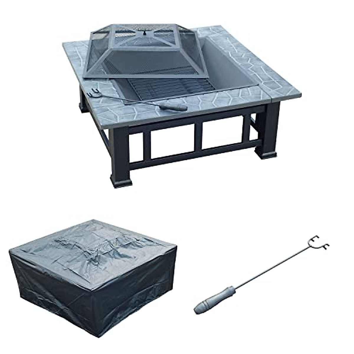 Outsunny Square 32" Outdoor Backyard Patio Metal Firepit