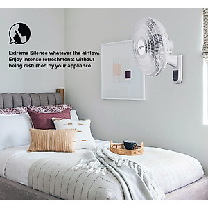 Air Monster 16 Inch Wall Mount Fan with Remote Control, Garage Fan, High Velocity Wall Fan, 70 Degree Oscillating Wall fan with Remote, 3 Speed, Adjustable Tilt, ETL, White