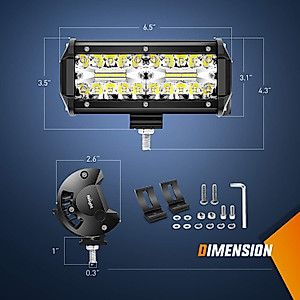 Nilight LED Pods 4PCS 6.5 Inch 120W Light Bar Triple Rows Spot Flood Combo Driving Light Waterproof Led Work Light Off-road Truck Car ATV SUV Cabin Boat, 2 Years Warranty