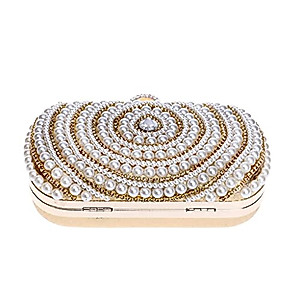 NMBBN Women Pearl Tote Bags Evening Clutch Wedding Purse Crystal Evening Clutch Bag Party Prom Wedding