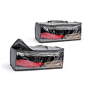 Foldable Storage Bag,24L Large Foldable Clothes Organizer Clear Window&Carry Handles,Sturdy Zippers,Great for Clothes,Blankets,Closets,Bedrooms and More (22 x 9x 3, Grey)