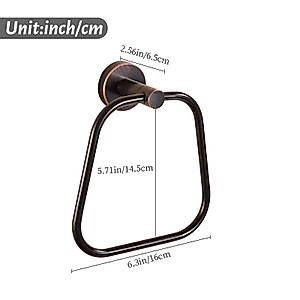 Bronze Hand Towel Holder, Bathroom Towel Ring Oil Rubbed, Bath Hand Towel Hangers Wall Mounted Farmhouse Rustic ORB Stainless Steel Trapezoid