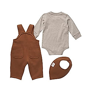 Carhartt baby boys Knit Long Sleeve Crew Neck Overall and Toddler T Shirt Set, Carhartt Brown, 24 Months US
