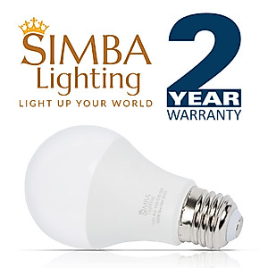 Simba Lighting LED A19 Light Bulbs (4 Pack) 9W 60W Equivalent Standard Size Energy Efficient for Home Applications, E26 Medium Base, 5000K Daylight