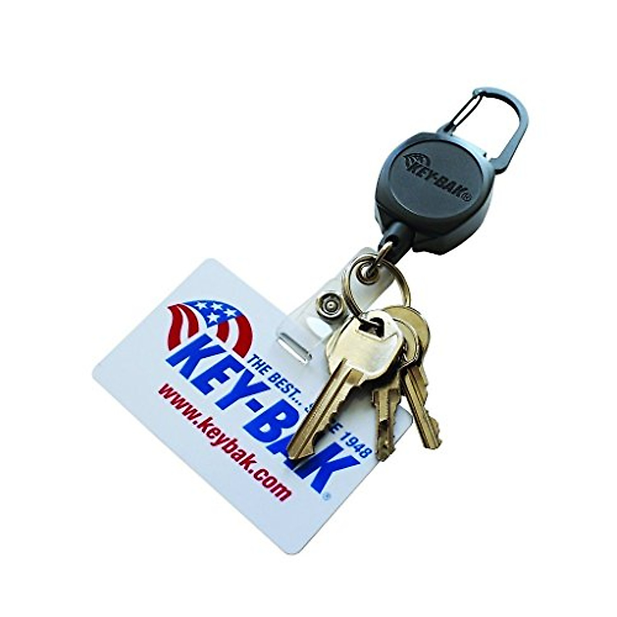 Key-Bak Sidekick Professional Heavy Duty Self Retracting ID Badge / Key Reel with Retractable Kevlar Cord, 24" Black (2 Pack)