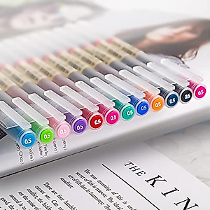 BEIWO Premium Gel Ink Ball Point Pen, [0.5mm] Fine Point Color Pens, Smooth Writing Gel Pen for Office School Stationery Supply (12 ct/Colorful)