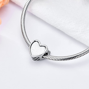 LONAGO Personalized Photo Charm for Women 925 Sterling Silver Forever in My Heart Picture Bead Charm