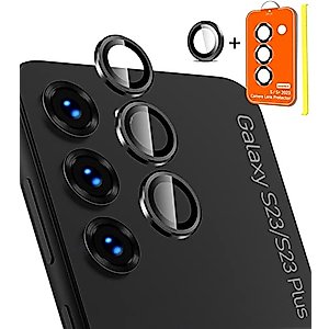 ivoler Camera Lens Protector for Samsung Galaxy S23 6.1'' &S23 Plus 6.6'' (2023), Ultra-Thin Tempered Glass with Aluminum Edge,Alloy Camera Cover Protection Black [Included Easy Removal Tool]