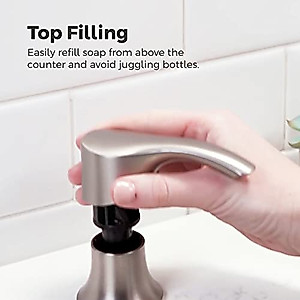 Pfister SoloTilt Soap Dispenser for Kitchen Sink, 16-Ounce Bottle Included, Spot Defense Stainless Steel Finish, KSDKEMGS