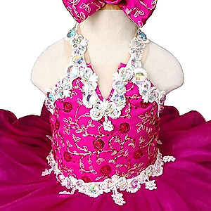 Jenniferwu G040N Infant Toddler Baby Newborn Little Girl's Pageant Party Birthday Dress Fuchsia Size 3-6M