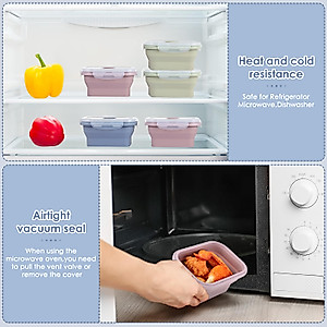 Mifoci 6 Pcs Silicone Food Containers 11.8 oz Collapsible Storage Containers with Airtight Lids Stacking Meal Prep Lunch Leftover Food fruits Storage Foldable Box for Freezer Microwave Dishwasher Safe